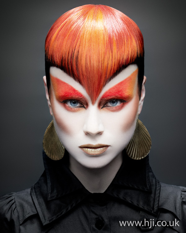 2012 pointed red fringe hairstyle