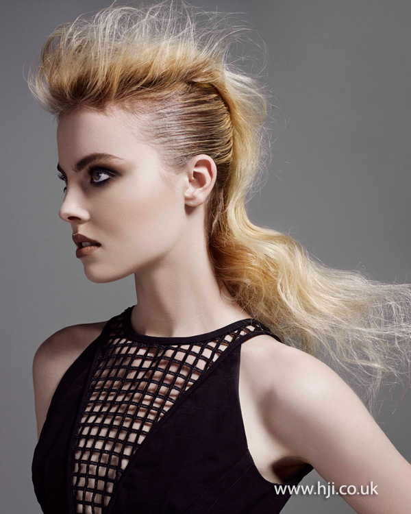 2016 Voluminous beehive style with airy texture white and grey tones