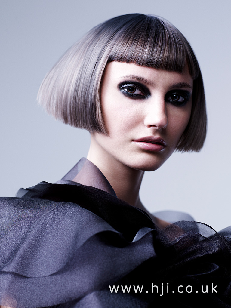 2015 blunt Box bob with Fringe and metallic grey panelling