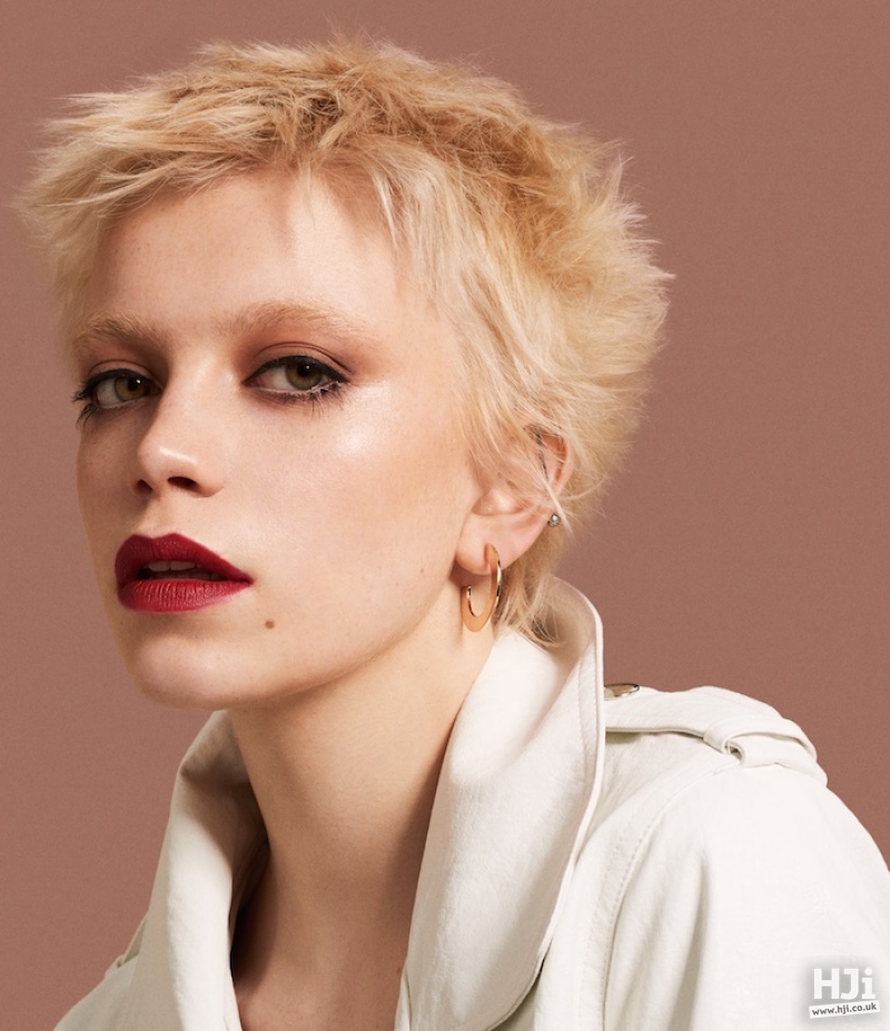 Blonde pixie crop style