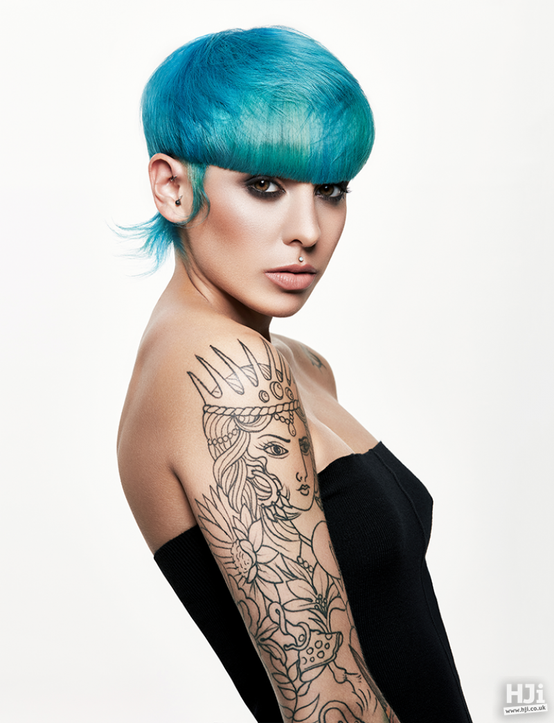 Turquoise Full Fringe Pixie Cut