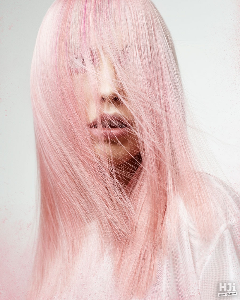 Straight bright pink hairstyle