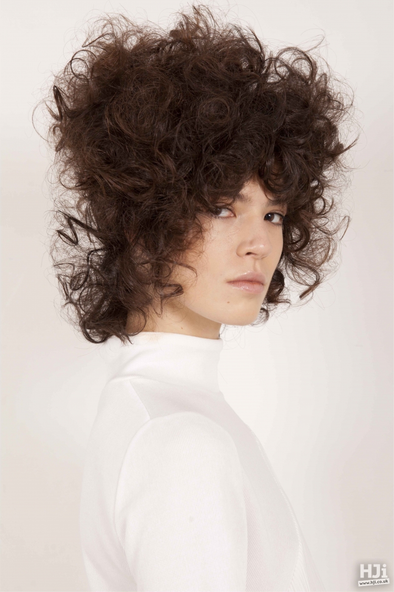 Brushed out curls tapered updo