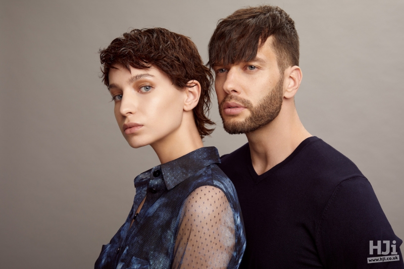 Long brown hair with a hun style